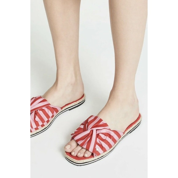 kate spade | Shoes | Kate Spade Womens Caliana Striped Bow Flat Sandals ...